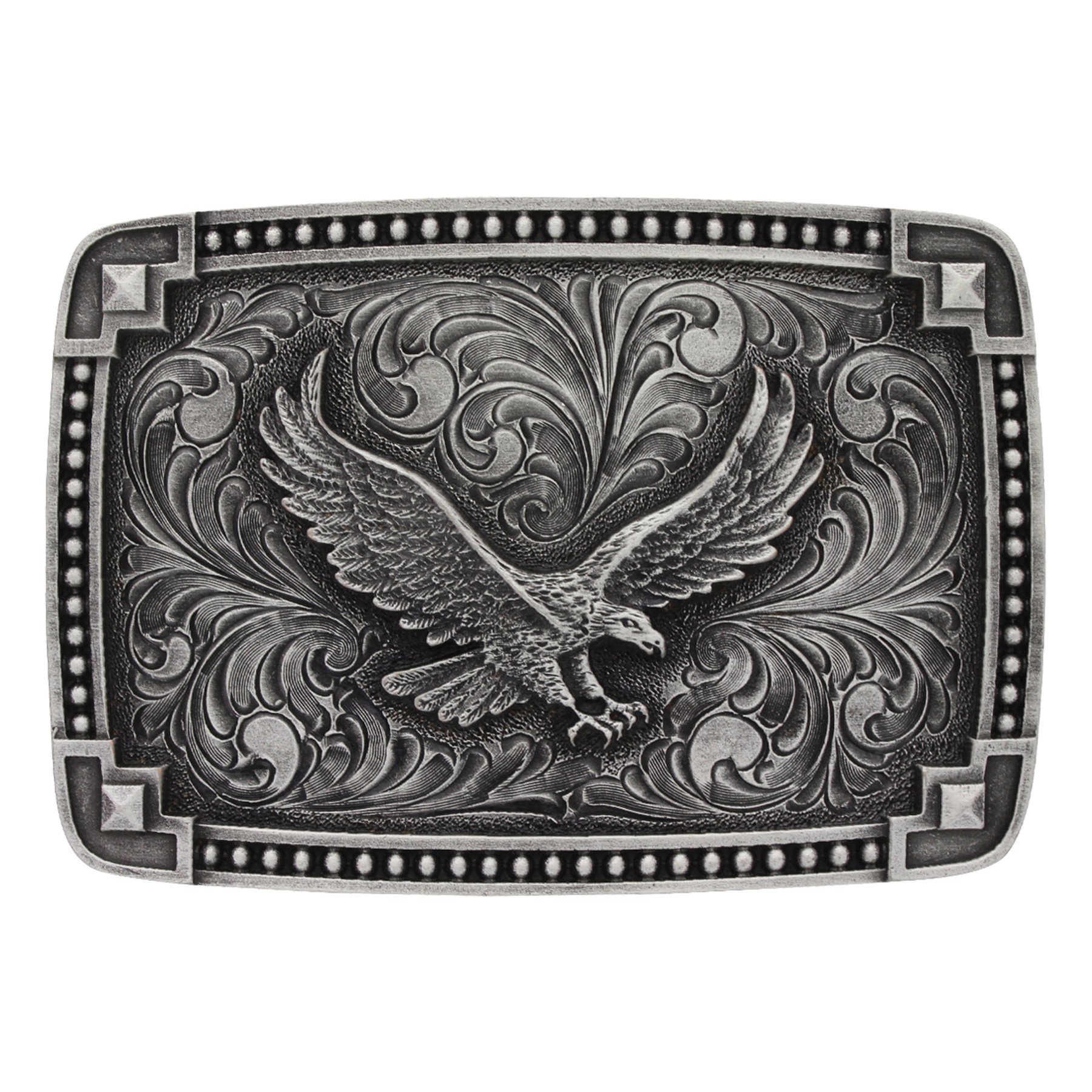 Montana Silversmiths Soaring Eagle Collection Attitude Buckle (Tied At The Corners - Antiqued Silver)