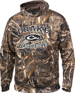 drake waterfowl hoodie embroidered collegiate max 5 with ribbed cuffs and drawstring hood (max-5 - large)