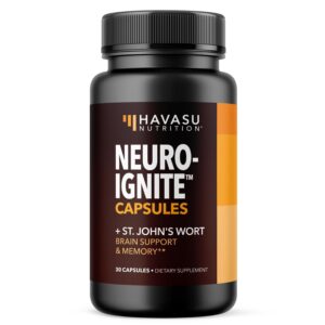 neuroignite brain supplements for memory and focus support with st johns wort & ginkgo biloba | nootropics brain support supplement | cognitive & memory supplement for brain health | 1 month supply