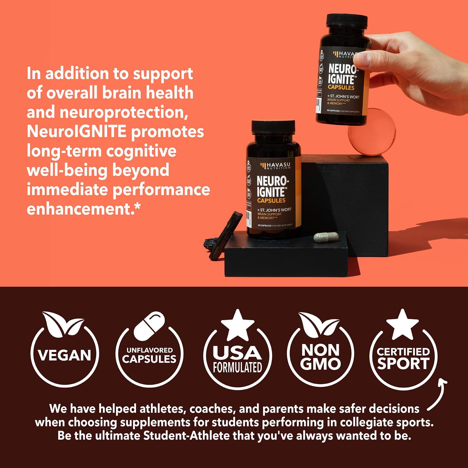 NeuroIgnite Brain Supplements for Memory and Focus Support with St Johns Wort & Ginkgo Biloba | Nootropics Brain Support Supplement | Cognitive & Memory Supplement for Brain Health | 1 Month Supply