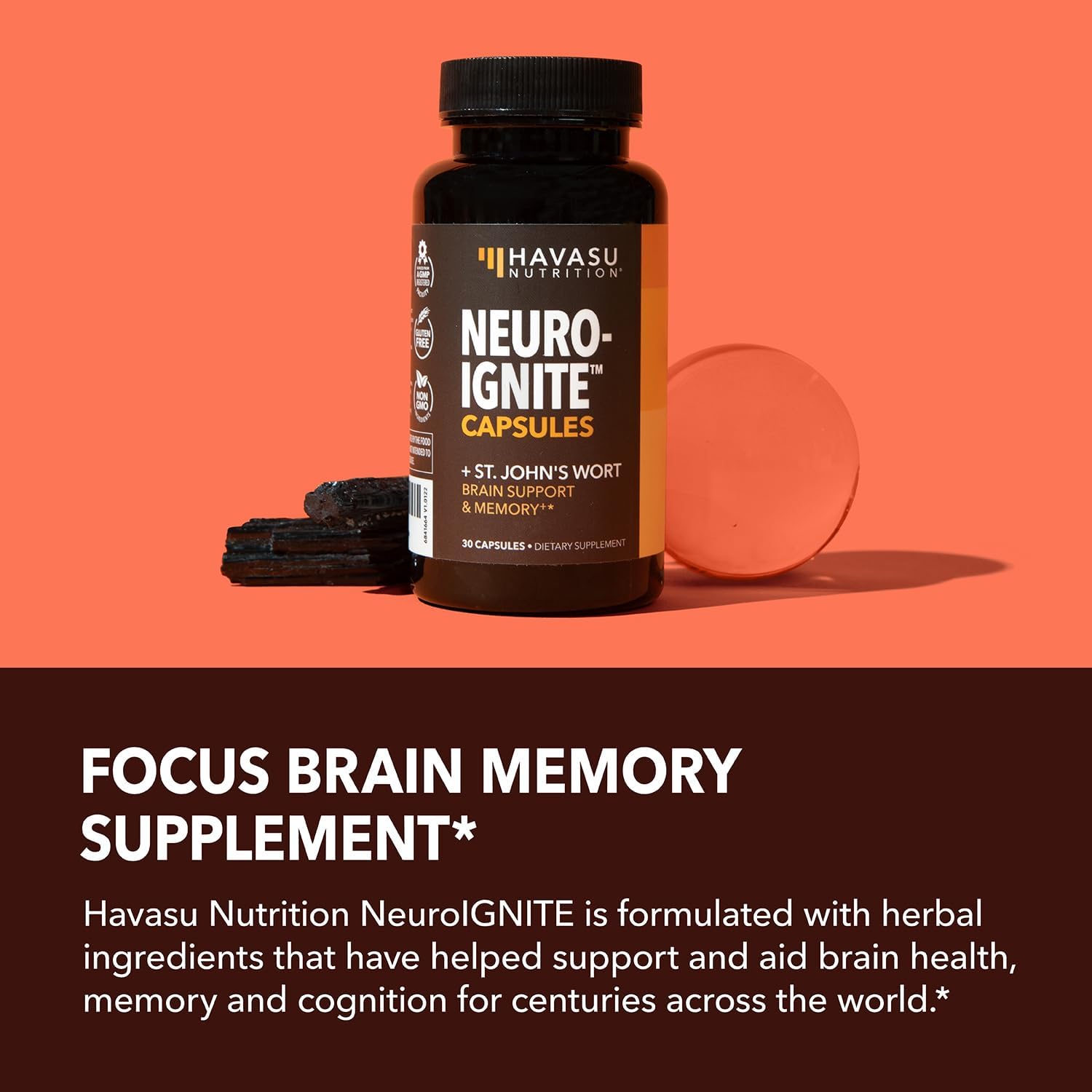 NeuroIgnite Brain Supplements for Memory and Focus Support with St Johns Wort & Ginkgo Biloba | Nootropics Brain Support Supplement | Cognitive & Memory Supplement for Brain Health | 1 Month Supply