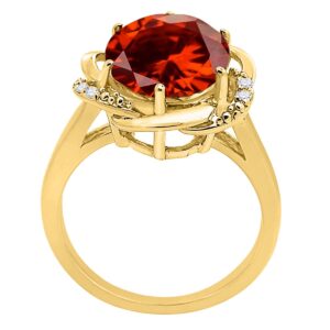 MauliJewels Rings for Women 4.55 Carat Garnet and Diamond Flower Ring prong 10K Yellow Gold