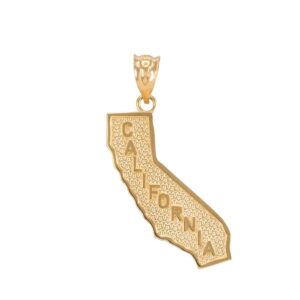 california golden state map charm pendant in 10k yellow gold