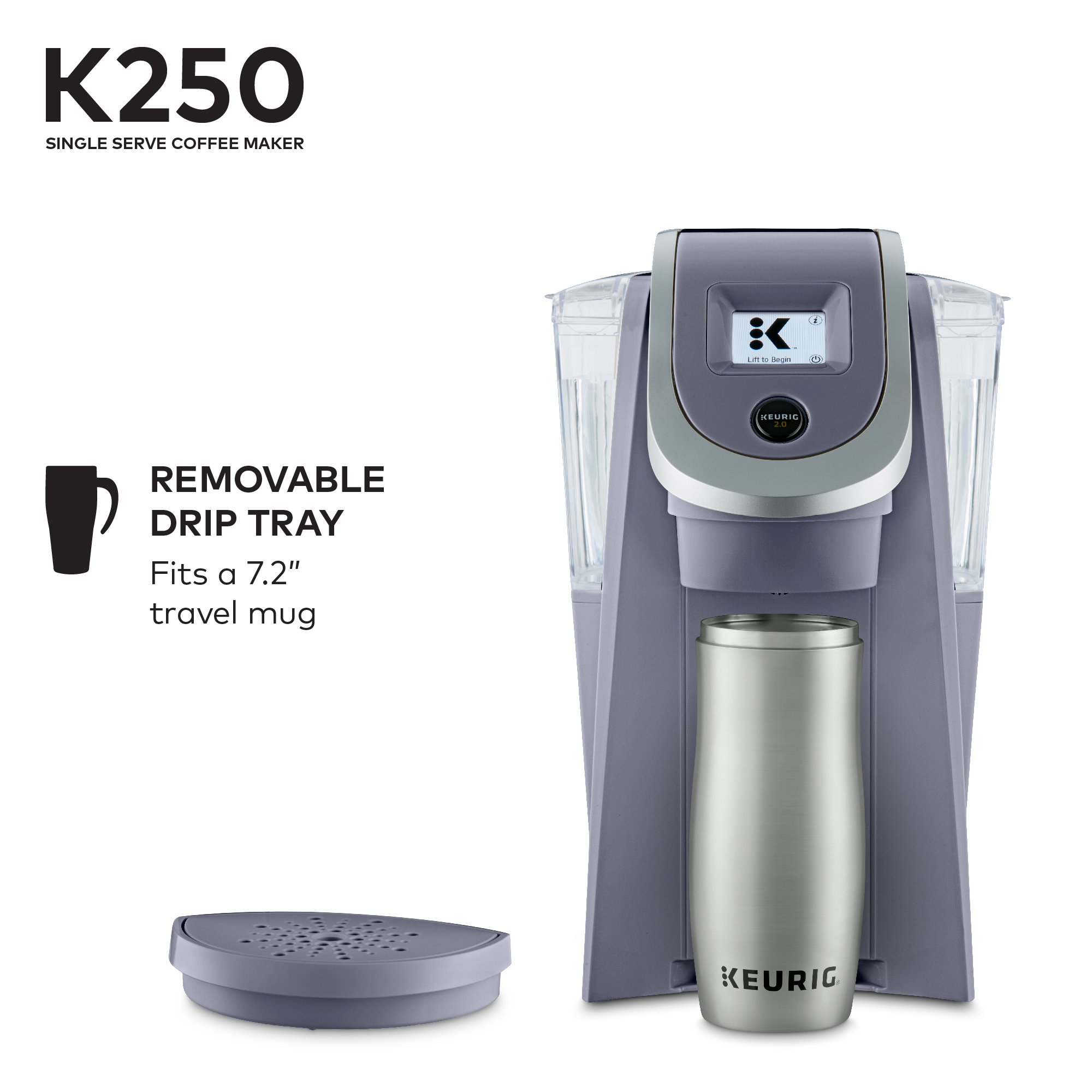 Keurig K250 Coffee Maker, Single Serve K-Cup Pod Coffee Brewer, With Strength Control, Plum Grey