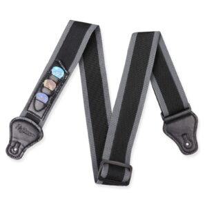 mr.power guitar strap 36.6in - 65in with 3 pick holders for electric/acoustic guitar, nylon strap