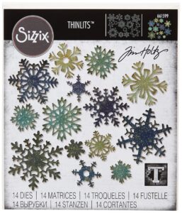 sizzix thinlits die set 661599, paper snowflakes, mini by tim holtz, 14 pack, one size, multi color