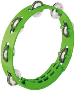 nino percussion nino49gg compact 8" abs plastic handheld tambourine, grass green