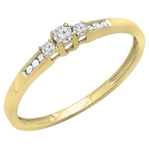 dazzlingrock collection 0.13 carat (ctw) round white diamond ladies bridal promise 3 stone engagement ring, 10k yellow gold, size 5.5