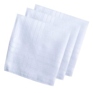 Men's Handkerchiefs 100% Cotton Solid White Hankies Set