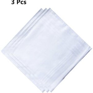 Men's Handkerchiefs 100% Cotton Solid White Hankies Set