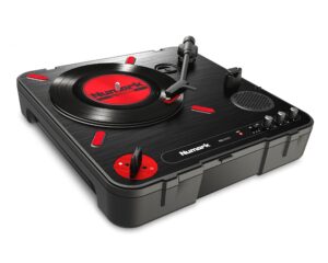 numark pt01 scratch portable turntable with scratch switch & carry cae