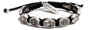 my saint my hero miraculous mary blessing bracelet - black/silver