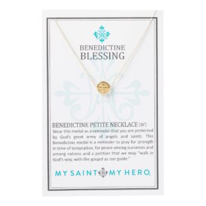 My Saint My Hero Benedictine Petite Necklace - Gold-Tone Floating Benedictine Medal