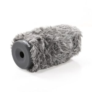 movo ws-g140 furry rigid windscreen for microphones 18-23mm in diameter and up to 6.3" (16cm) long - dark gray