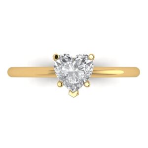 yellow 14k gold solitaire statement anniversary engagement promise ring - 1.25 ct heart cut clear simulated diamond sz 6.5