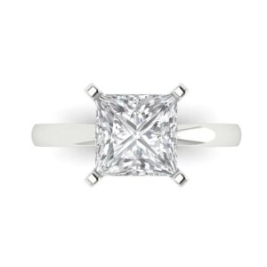 3 ct brilliant princess cut clear simulated diamond 14k white gold solitaire engagement promise bridal ring size 6.5