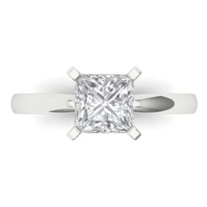 1.5 ct brilliant princess cut clear simulated diamond 14k white gold solitaire engagement promise bridal ring size 5.5