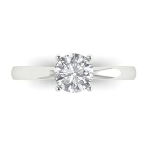 1 ct brilliant round cut clear simulated diamond 14k white gold solitaire engagement promise bridal ring size 10.25