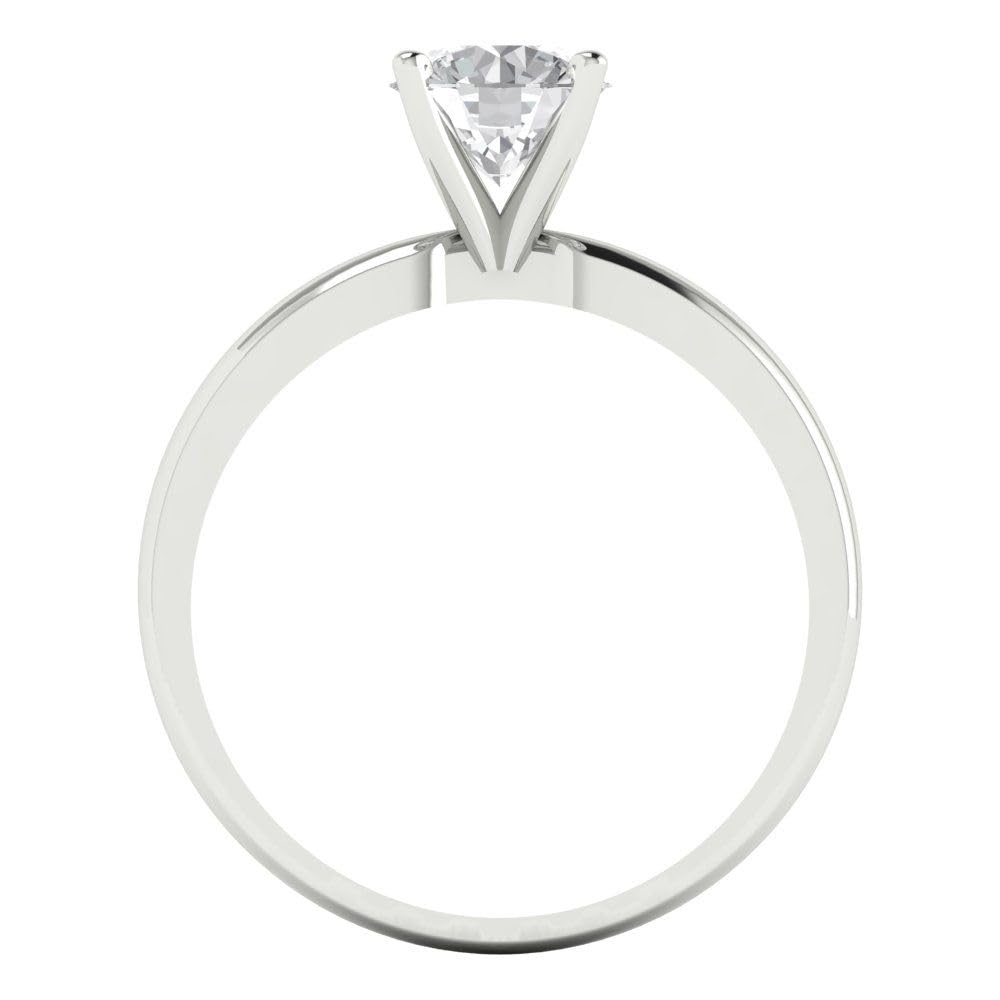 1 Ct Brilliant Round Cut Clear Simulated Diamond 14K White Gold Solitaire Engagement Promise Bridal Ring Size 10.25