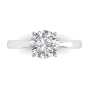 1.5 ct brilliant round cut clear simulated diamond 14k white gold solitaire engagement promise bridal ring size 5.25