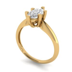 Clara Pucci Yellow 14k Solid Gold Solitaire anniversary Engagement Promise Bridal Ring - 1 Ct Marquise Cut Clear Simulated Diamond Sz 6