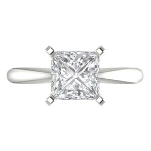 clara pucci 2 ct brilliant princess cut clear simulated diamond 14k white gold solitaire engagement promise bridal ring size 7