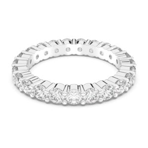 swarovski vittore xl ring, clear circle-cut swarovski crystals on a rhodium finish setting, size 6, part of the swarovski vittore collection