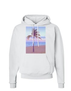 tooloud palm tree beach filter hoodie sweatshirt white - large