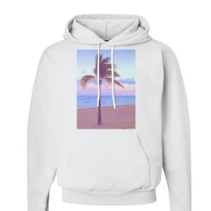 TOOLOUD Palm Tree Beach Filter Hoodie Sweatshirt White - Large