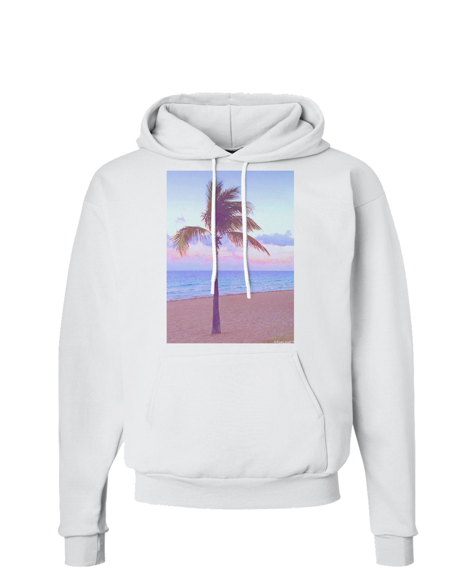 TOOLOUD Palm Tree Beach Filter Hoodie Sweatshirt White - Large