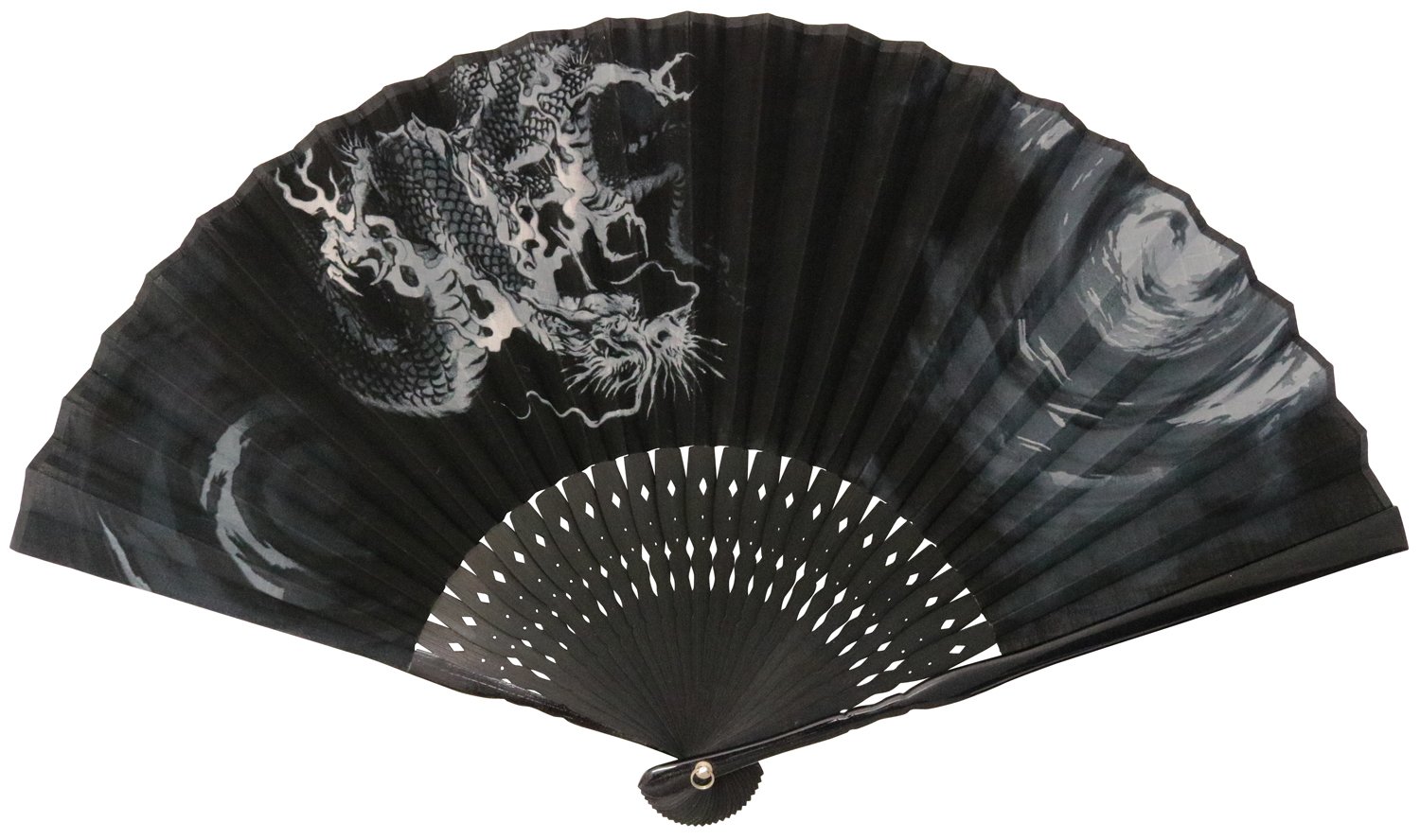 まつみ工芸 Asahi King 136001 Folding Fan Dragon Black