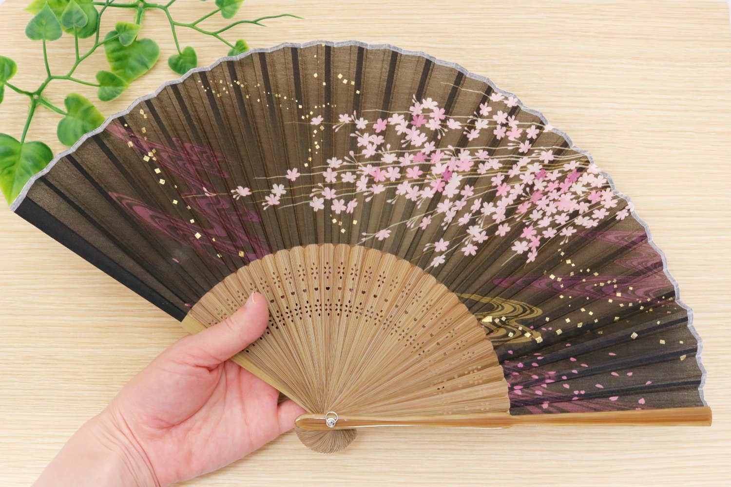 まつみ工芸 Asahi King 136001 Folding Fan Dragon Black