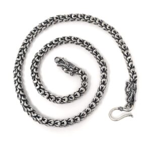 sterling silver dragon chain - handmade vintage 925 necklace (18, 5.5mm)