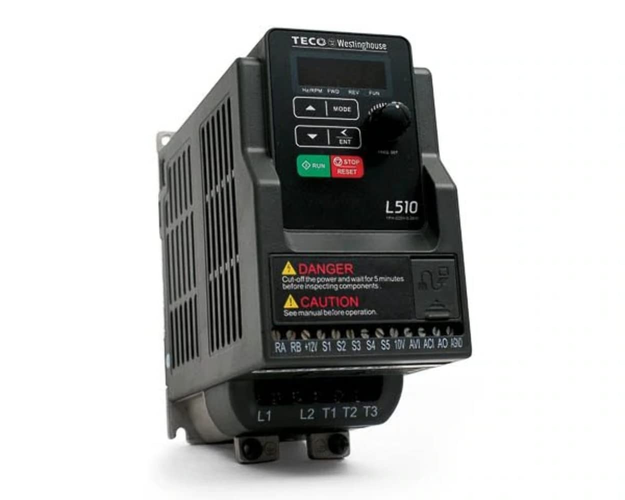 Teco Variable Frequency Drive, 1 HP, 230 Volts 1 Phase Input, 230 Volts 3 Phase Output, L510-201-H1-N, VFD Inverter for AC motor control