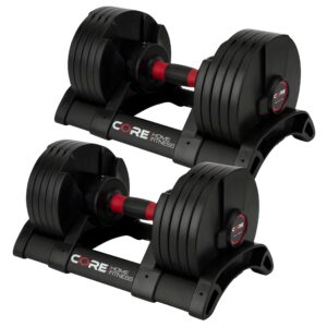 core fitness® adjustable dumbbell weight set by affordable dumbbells - space saver - dumbbells for your home