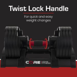 Core Fitness® Adjustable Dumbbell Weight Set by Affordable Dumbbells - Space Saver - Dumbbells for Your Home