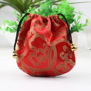 Chinese Silk Brocade Embroidered Drawstring Jewelry Pouch Bag Colors Value Set 34 pcs