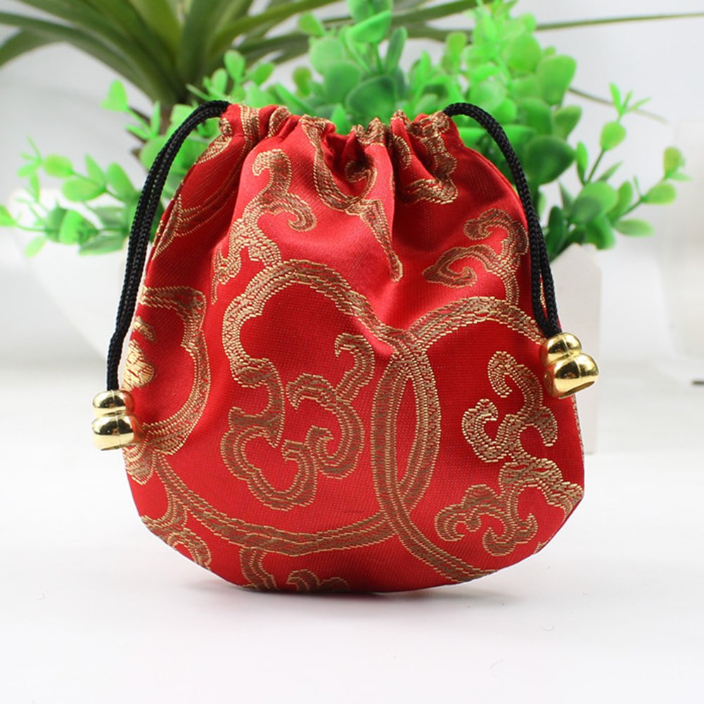 Chinese Silk Brocade Embroidered Drawstring Jewelry Pouch Bag Colors Value Set 34 pcs