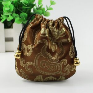 Chinese Silk Brocade Embroidered Drawstring Jewelry Pouch Bag Colors Value Set 34 pcs