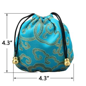 Chinese Silk Brocade Embroidered Drawstring Jewelry Pouch Bag Colors Value Set 34 pcs