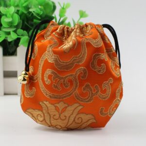 Chinese Silk Brocade Embroidered Drawstring Jewelry Pouch Bag Colors Value Set 34 pcs