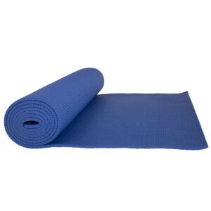 Yoga Mat - Double Sided 1/4-Inch Workout Mat - 71x24-Inch Exercise Mat for Home Gym Fitness or Pilates with Carrying Strap by Wakeman (Blue)