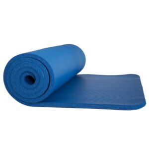 Thick Yoga Mat - Double Sided 1/2-Inch Workout Mat - 71x24-Inch Exercise Mat for Home Gym Fitness or Pilates with Carrying Strap by Wakeman (Blue)