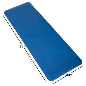 Thick Yoga Mat - Double Sided 1/2-Inch Workout Mat - 71x24-Inch Exercise Mat for Home Gym Fitness or Pilates with Carrying Strap by Wakeman (Blue)