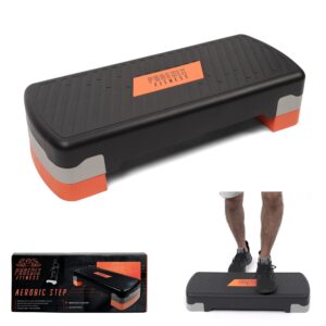 phoenix fitness aerobic step platform - adjustable stepper for exercise, cardio, core, strength, stamina and resistance training - non-slip removable risers for home gym workout - height: 4" & 6 inch