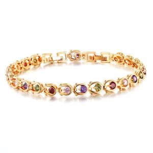 women bracelets, 18k multi-gemstone and diamond tennis bracelet gold heart bracelets for women (diamond bracelet)