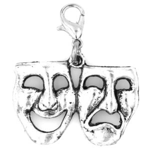 It's All About...You! Mini Comedy & Tragedy Mask Stainless Steel Clasp Clip on Charm 80O