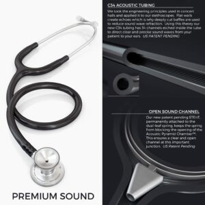 MDF Instruments, Rose Gold ProCardial Cardiology Stethoscope, Stainless Steel, Adult, Dual Head, White Tube, Rose Gold Chestpiece-Headset, MDF797RG29