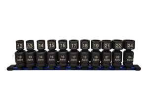 astro pneumatic tool 78244 11piece 1/2" drive nano pinless universal impact sockets - metric