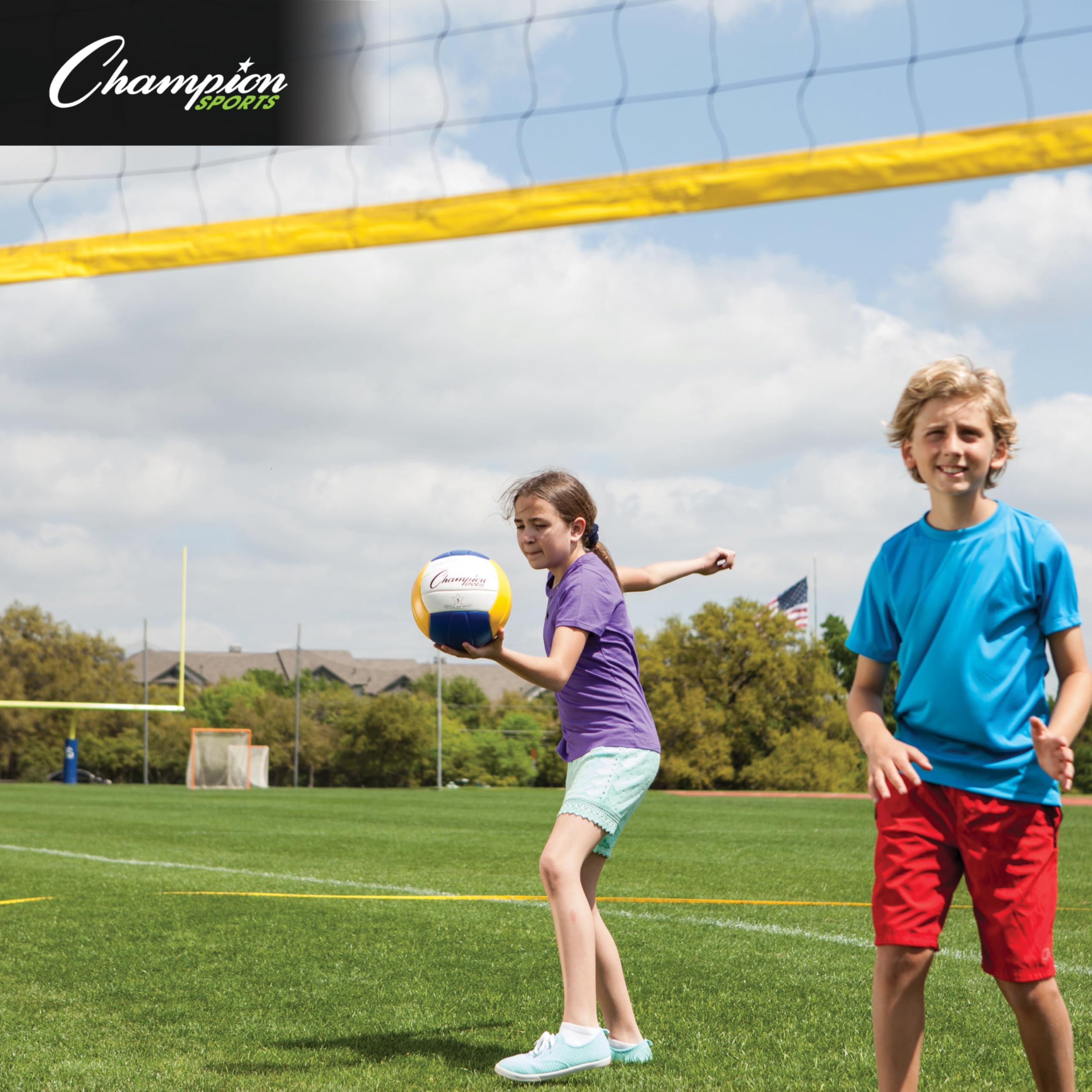 Champion Sports CG204 Outdoor Volleyball Set: Complete Portable Team Sports Set with Net, Poles, Ball & Accessories